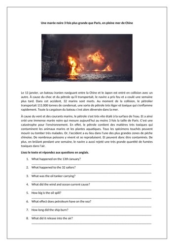 Oil spill / Environment / Global issues | Teaching Resources