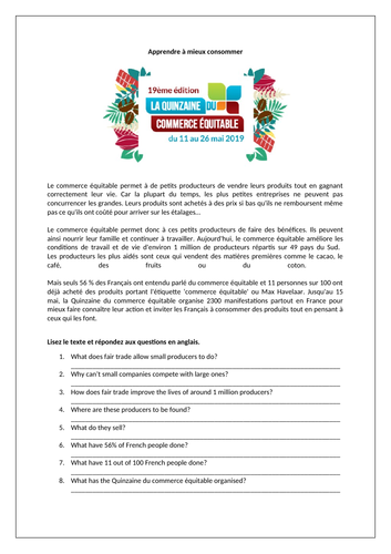 Ethical shopping / Fair trade | Teaching Resources