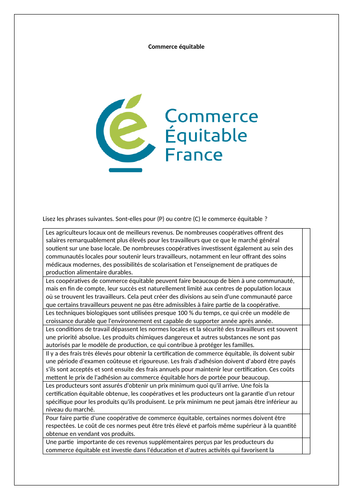 Ethical shopping / Fair trade | Teaching Resources