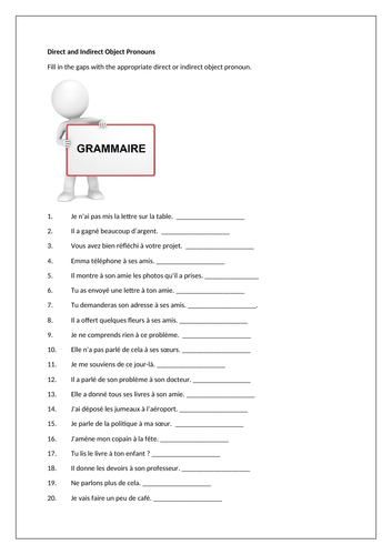 Direct And Indirect Objects Worksheet Direct And Indirect Objects