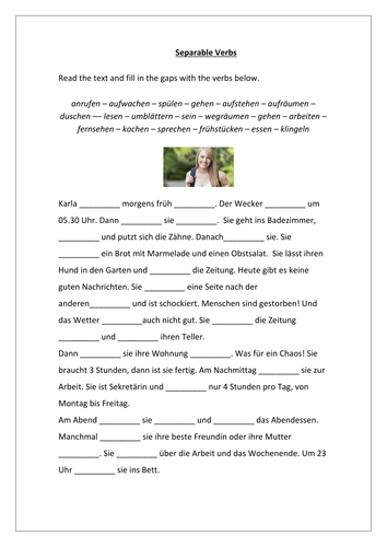 Separable verbs in the present tense | Teaching Resources