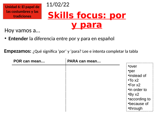 Por and para | Teaching Resources
