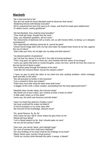 Macbeth: Key Quotes | Teaching Resources