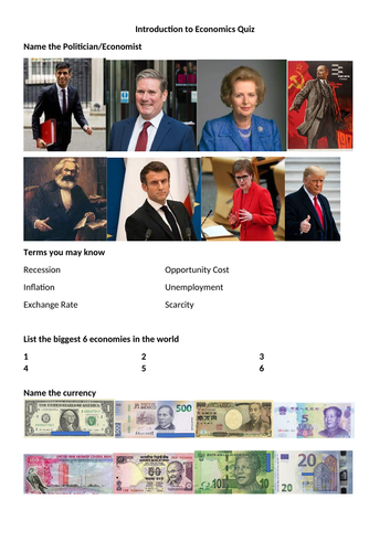 Introduction to Economics quiz | Teaching Resources