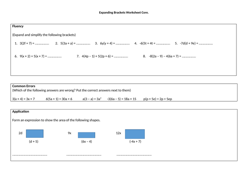 Expanding Brackets Mastery Worksheets (3 Differentiated) | Teaching ...