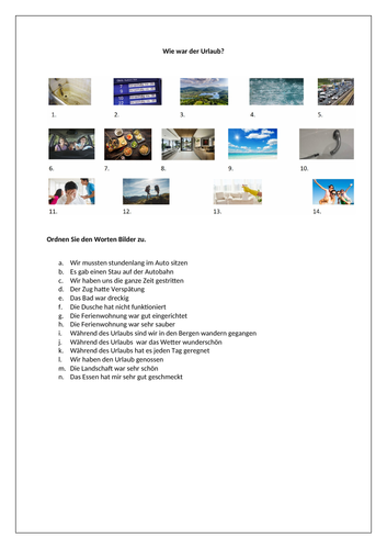 Urlaub / Past holiday experiences | Teaching Resources