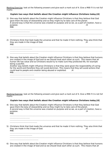 AQA Christianity/Islam Marking Exercises | Teaching Resources