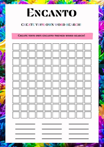 Encanto Movie Inspired Create Your Own Word Search - Fun Activity ...