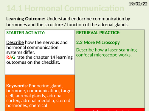 OCR Biology A- 14.1 Hormonal Communication | Teaching Resources