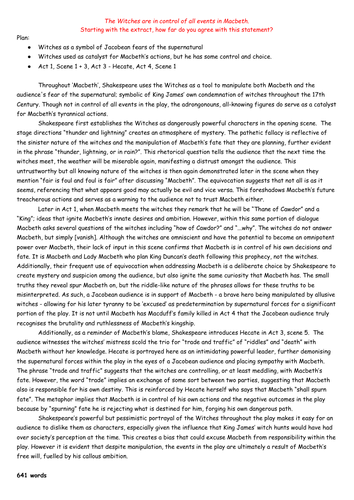 Model English Literature Essay - Macbeth | Teaching Resources