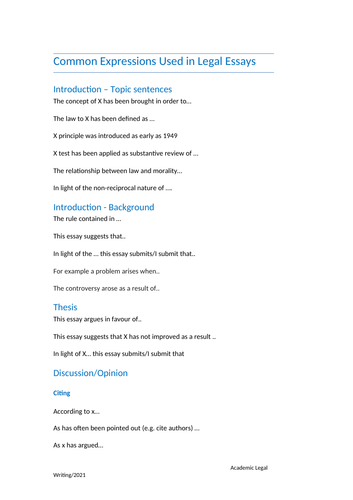 Common Expressions Used in Essays | Teaching Resources