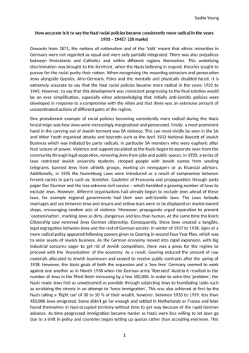 How accurate is it to say the Nazi racial policies became consistently ...