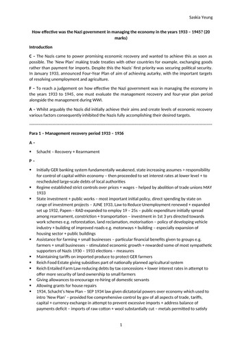 How effective was the Nazi government in managing the economy in the ...