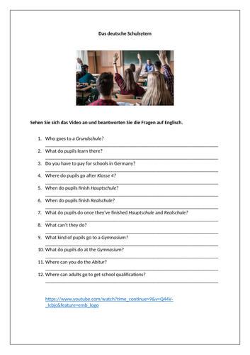 Schule in Deutschland / School in Germany | Teaching Resources