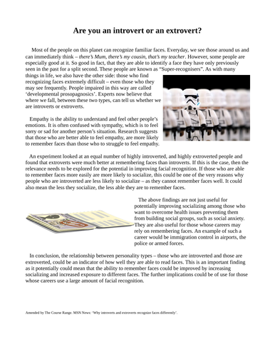 Are you an Introvert or an Extrovert Reading Comprehension | Teaching ...