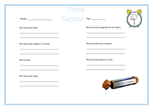 Time Capsule Sheet Kindergarten Time Capsule – SupplyMe