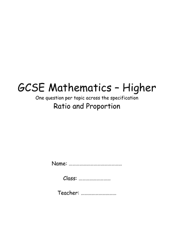GCSE Higher Ratio and Proportion Revision Booklet | Teaching Resources GCSE Higher Ratio and Proportion Revision Booklet | Teaching Resources