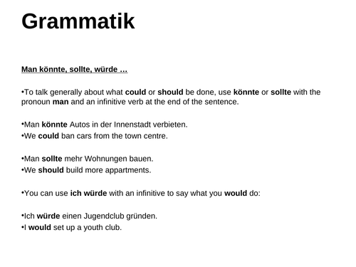 Using man könnte, sollte, würde | Teaching Resources