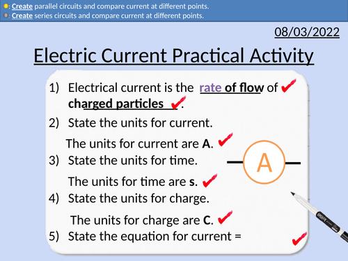 GCSE Physics: Electrical Current Practical Activity | Teaching Resources