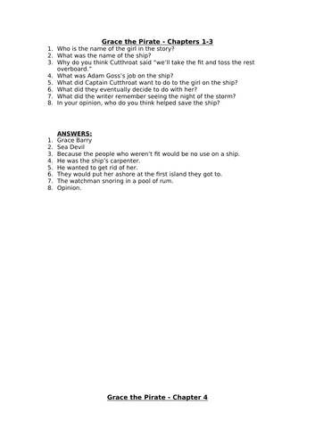 'Grace the Pirate' Questions and Answers | Teaching Resources
