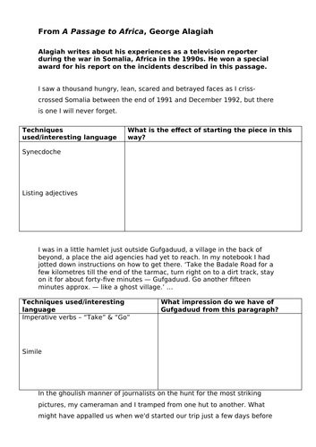 A Passage to Africa: Full text with boxes for guided notes | Teaching ...