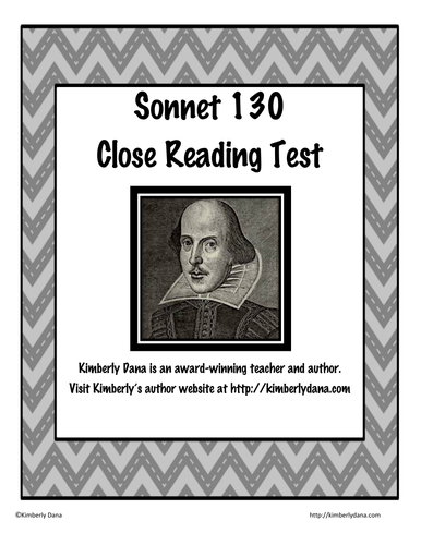 Shakespeare Sonnet 130 Test | Teaching Resources
