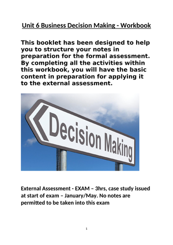 Business Decision Making - Level 3 Workbook | Teaching Resources