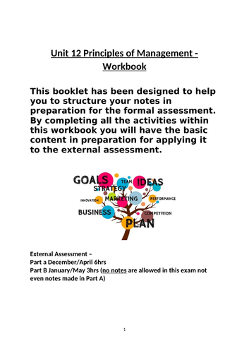 Principles of Management - Workbook | Teaching Resources