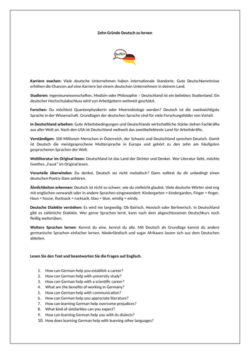 AQA/EDEXCEL Stimmt GCSE German (Higher) – Kapitel 7 – Sprachen öffnen ...