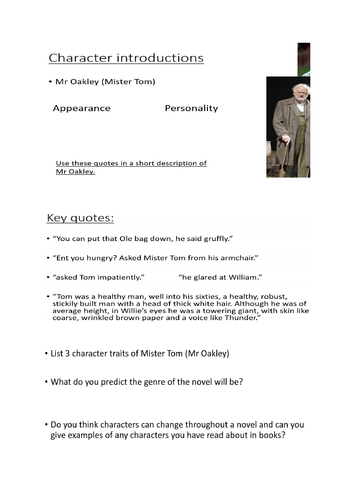 short activity based on goodnight mister tom | Teaching Resources