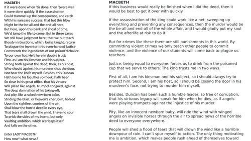Macbeth Act 1 Scene 7 Analysis | Teaching Resources