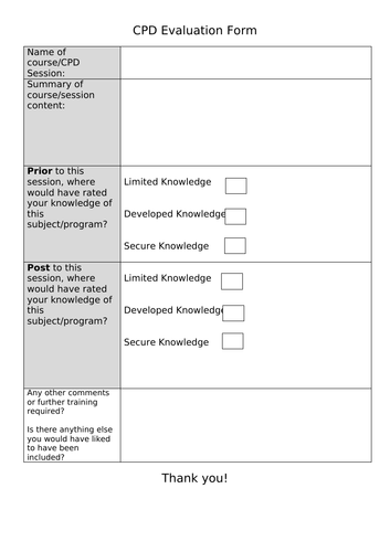 CPD Evaluation Form | Teaching Resources CPD Evaluation Form | Teaching Resources