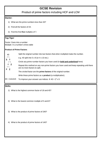 GCSE (F) - Types of Number - Revision | Teaching Resources