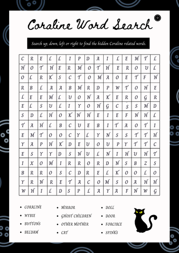 Coraline Word Search Activity Movie Sheet and Answers. | Teaching Resources