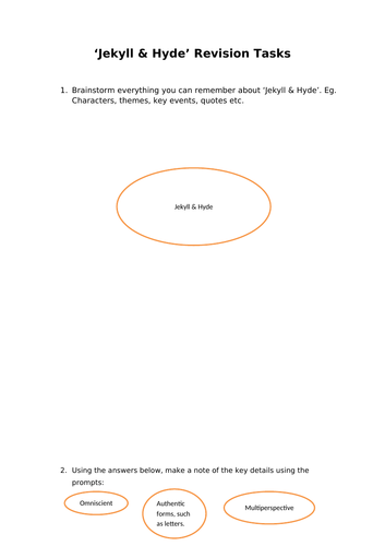 'Dr Jekyll & Mr Hyde' Plot, Character and Themes Revision Booklet | Teaching Resources