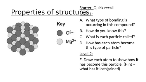 Revision lesson: Properties of ionic and simple covalent structures ...