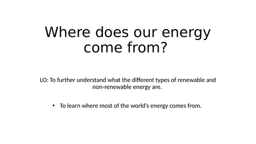 Where does our energy come from? | Teaching Resources