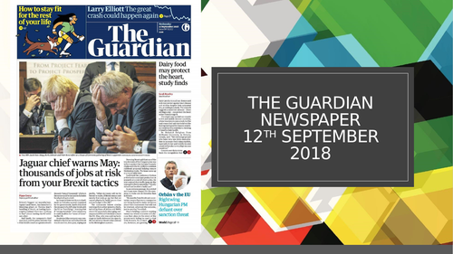 Eduqas GCSE Media Studies Newspaper The Guardian Set Product Exam 2023 ...