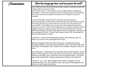 Fantasy Fiction WHW Analysis Resources | Teaching Resources