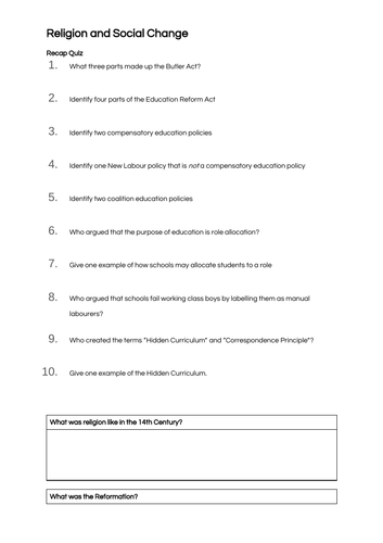 Sociology A-Level- Beliefs in Society - Religion and Social Change ...
