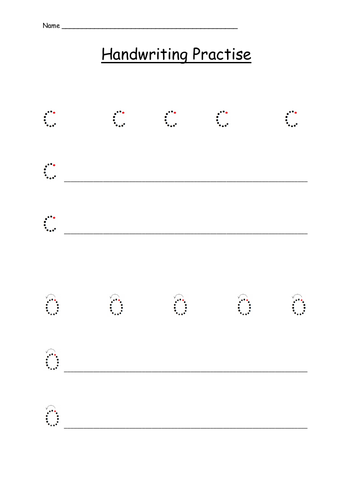 Handwriting Practise Sheets - Curly Caterpillar Letters - c, a, o, d, g ...