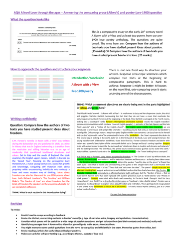 AQA A level - Love through the ages - Approaching the poetry/prose ...