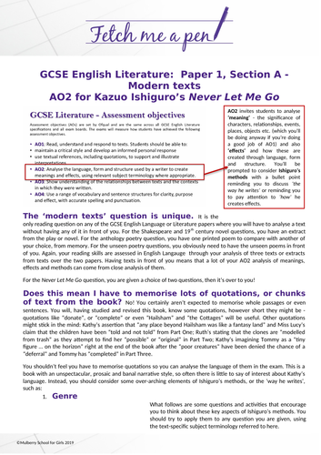 GCSE English Literature: Never Let Me Go - Exam skills resources ...