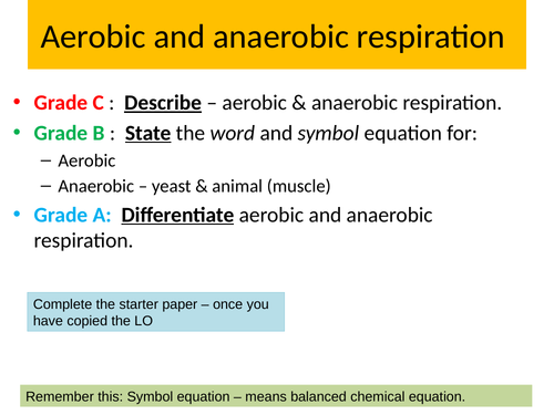 Topic 12 - Respiration | Teaching Resources