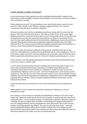 Is lucky actually a matter of chance? Pre written essay | Teaching ...