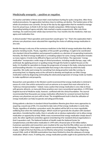 Medically energetic positive or negative? Pre written essay | Teaching ...