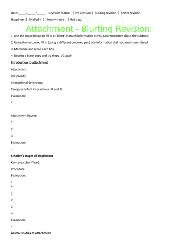 AQA A-Level Attachment Revision | Teaching Resources AQA A-Level Attachment Revision | Teaching Resources