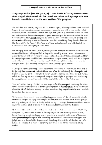 The Wind in the Willows - Comprehension & Writing | Teaching Resources