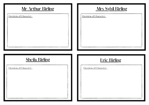 An Inspector Calls GCSE Revision Cards Task English Literature ...