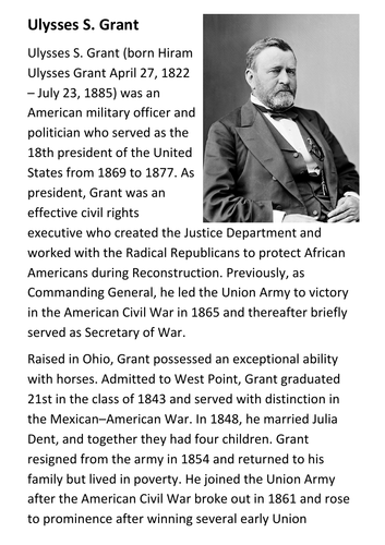Ulysses S. Grant Handout | Teaching Resources